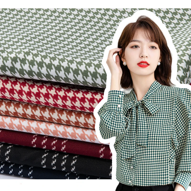 Plaid Chiffon Fabric British Style Houndstooth Vichy Gingham for Sewing ...