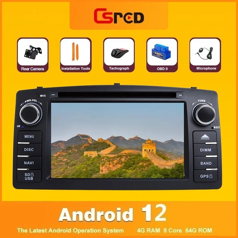 Csred-Android-12-For-Toyota-Corolla-E120-BYD-F3-Car-Multimedia-Player ...