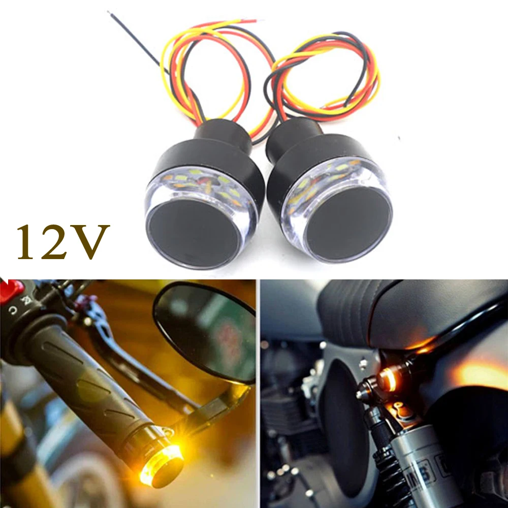 2pcs-Motorcycle-LED-Lightings-Yellow-Double-Light-Modified-Handlebar ...