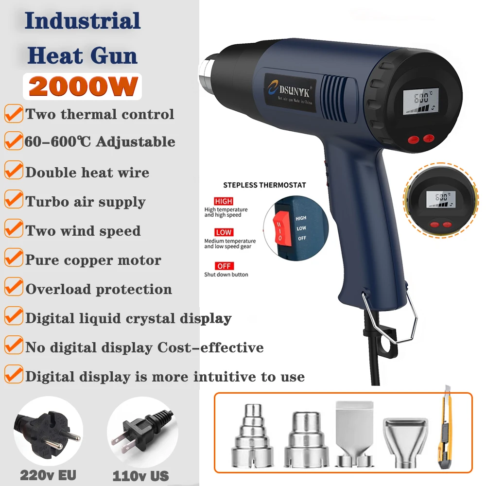 Construction-Hair-Dryer-With-Lcd-2000W-Shrink-Display-Heat-Gun-110v ...