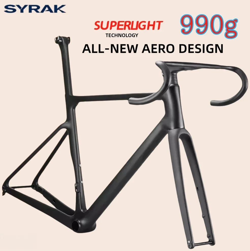 SYRAK 2026 카본 로드 프레임 디스크 브레이크 990g 최대 700*38C 로드 자전거 프레임셋 전체 내장 케이블 T47 ...