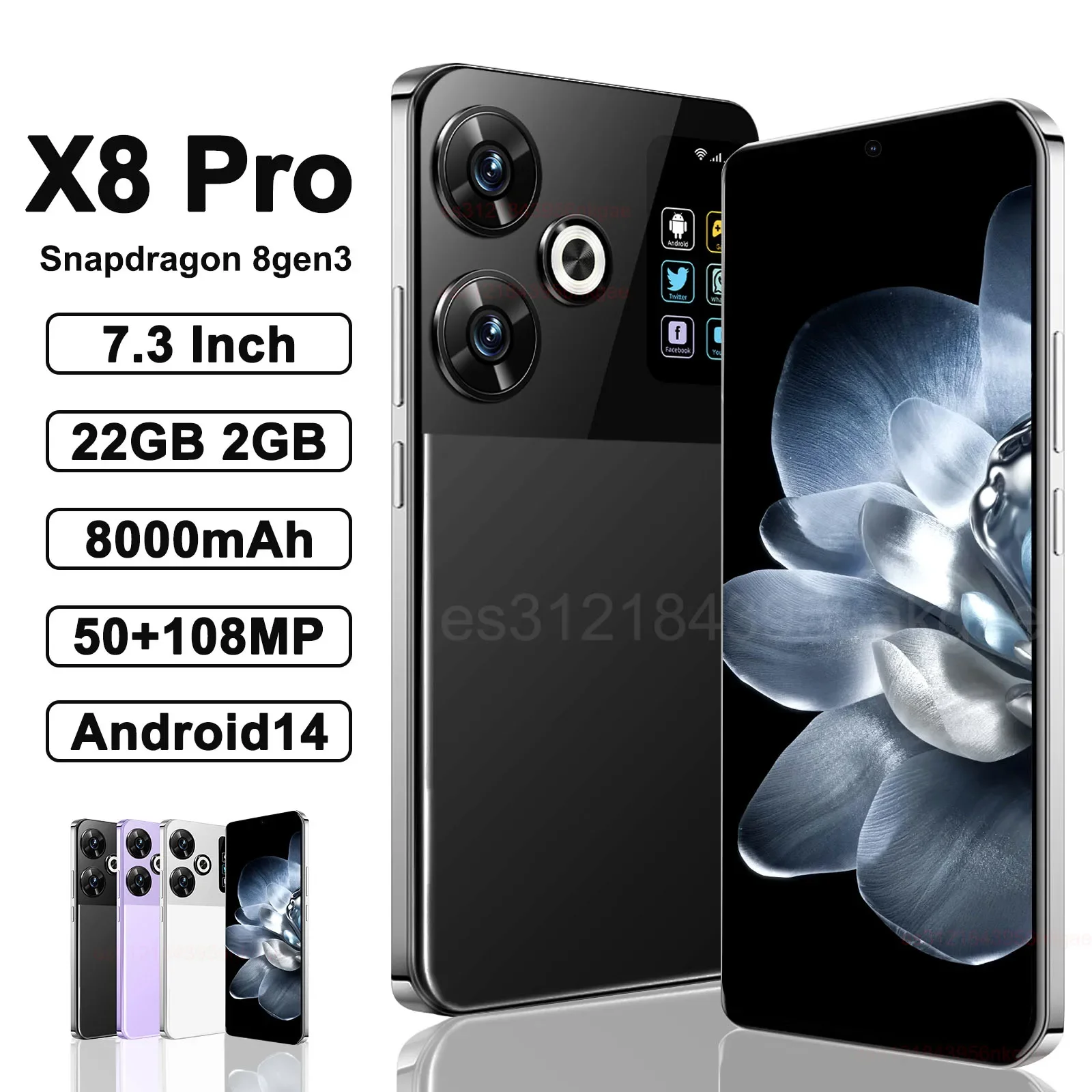 Original-X8-Pro-Smartphone-5G-7-3inch-Snapdragon-8gen3-22G-2TB-Cell ...