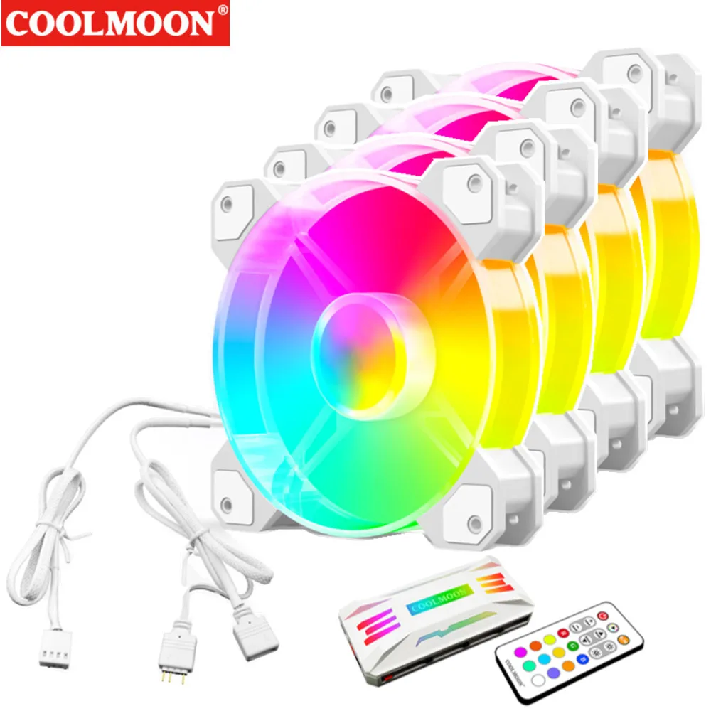 COOLMOON-YH-White-ARGB-5V-3Pin-PWM-Fan-12cm-Support-AURA-SYNC ...