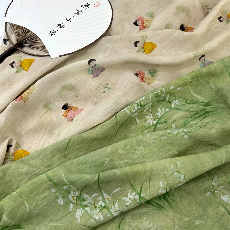 Summer-Thin-Linen-New-Chinese-Style-Dress-Fabric-Figure-National-Style ...