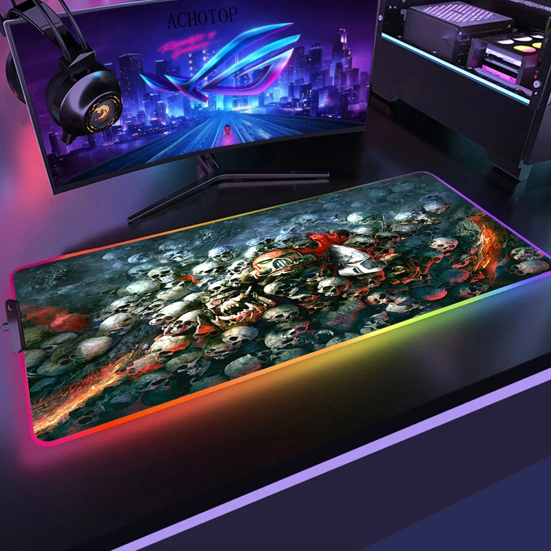 Hammer Led Light Gaming Mouse Pad Rgb Large Keyboard Overlock Rubber ...