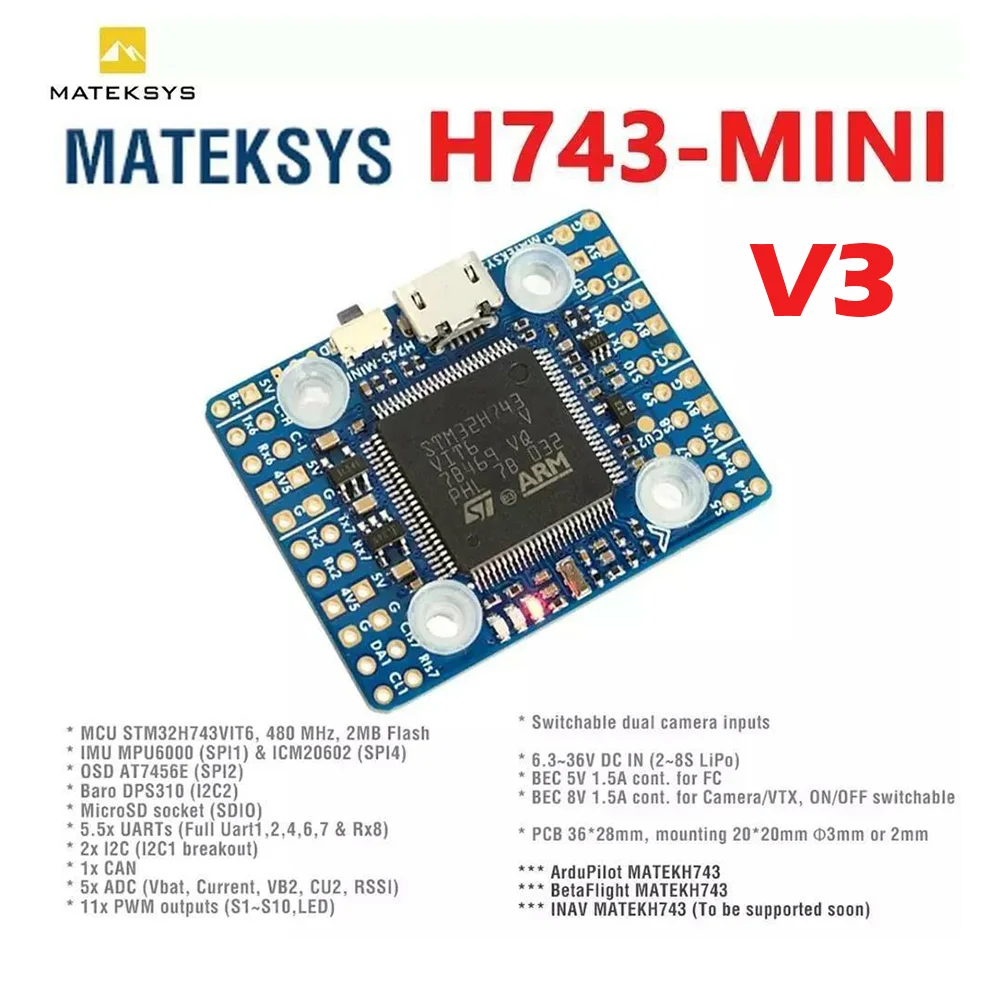 20x20mm Matek H743-MINI V3 H743 Flight Controller STM32H743VIT6 ...
