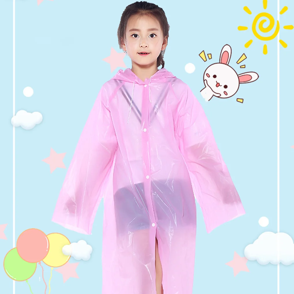 1pcs-Children-Thicken-Disposable-Raincoat-Hooded-Kids-Poncho-Button ...
