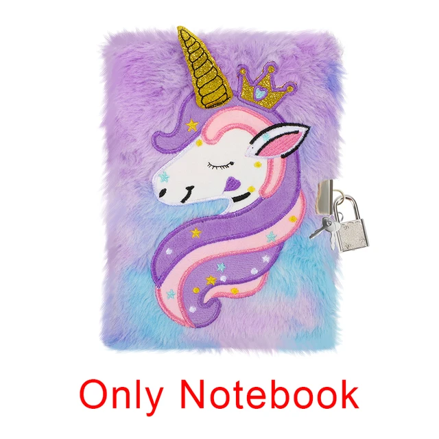 Plush Unicorn Diary With Lock For Kids Cute Padlock Secret Notebook ...