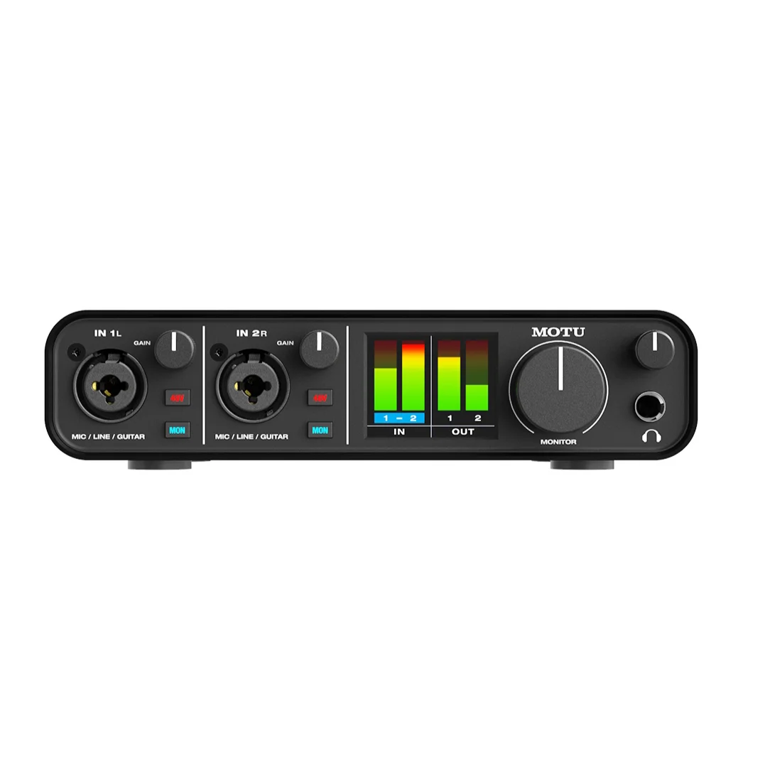 MOTU M2 2-in / 2-out USB audio interface detailed level meters for all ...