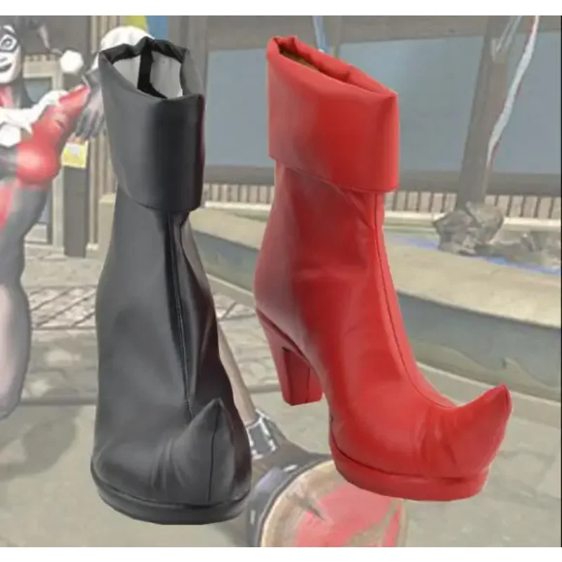 Quinn-Shoes-Cosplay-Women-Boots-Black-Red-Clown-Cos-High-Heel-Pu ...