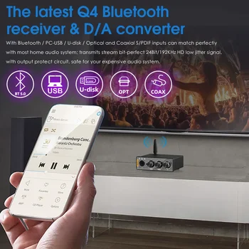 Nobsound Q4 Mini Ddigital to Analog Converter Bluetooth Receiver S/PDIF ...