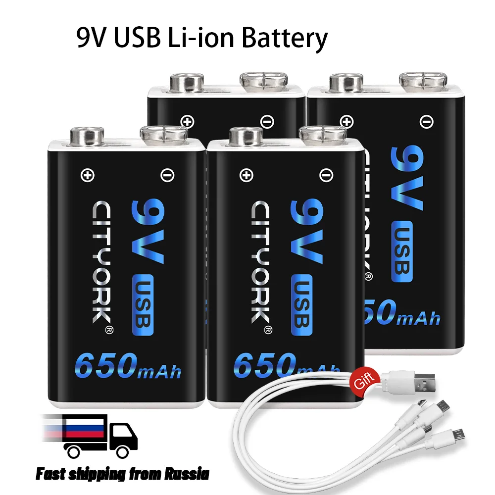 9V-Rechargeable-Battery-USB-650mAh-Lithium-6F22-9V-Li-ion-Batteries-For ...