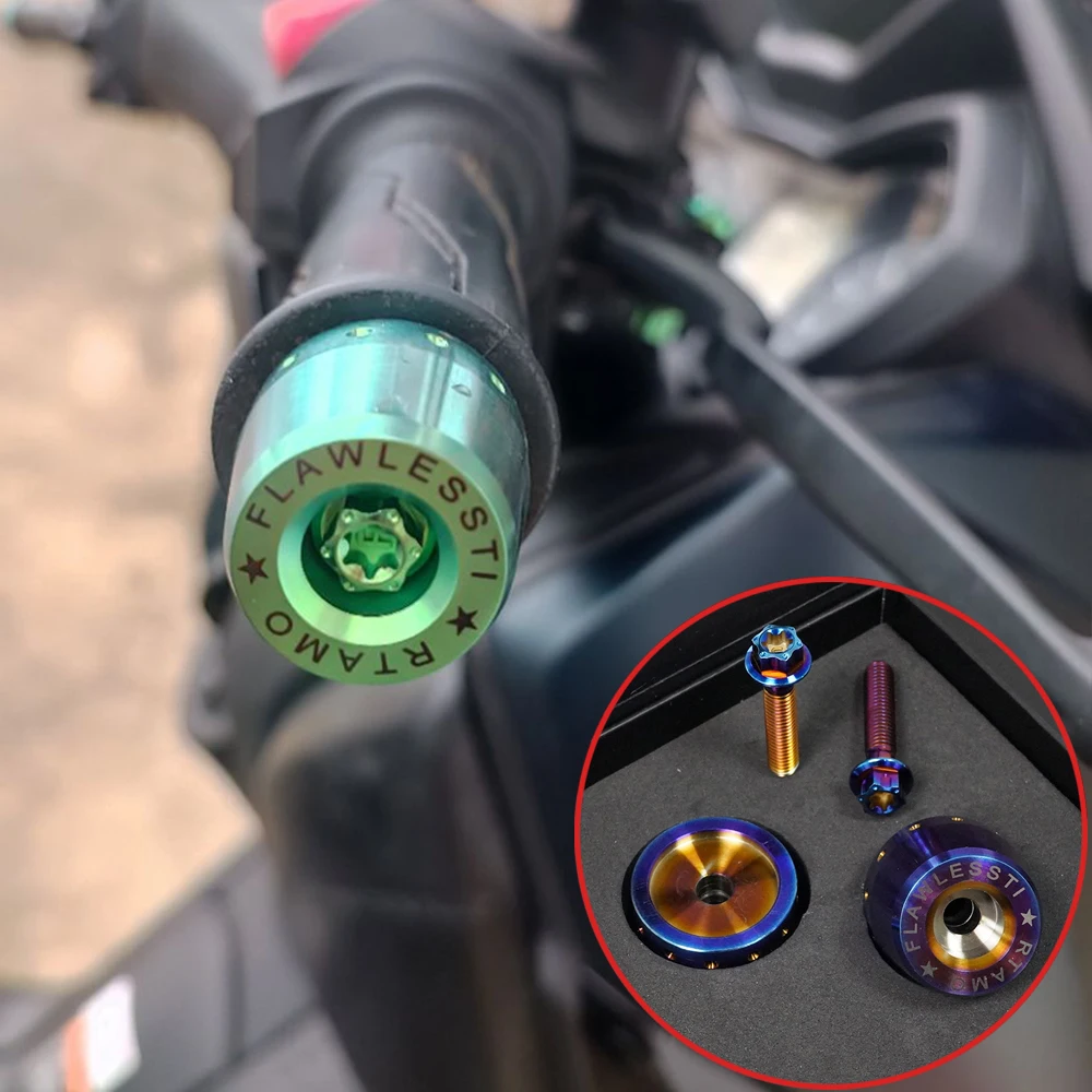 FLAWLESSTI-Gr5-Titanium-Handle-Bar-End-With-Bolt-M6-For-Yamaha-Honda ...