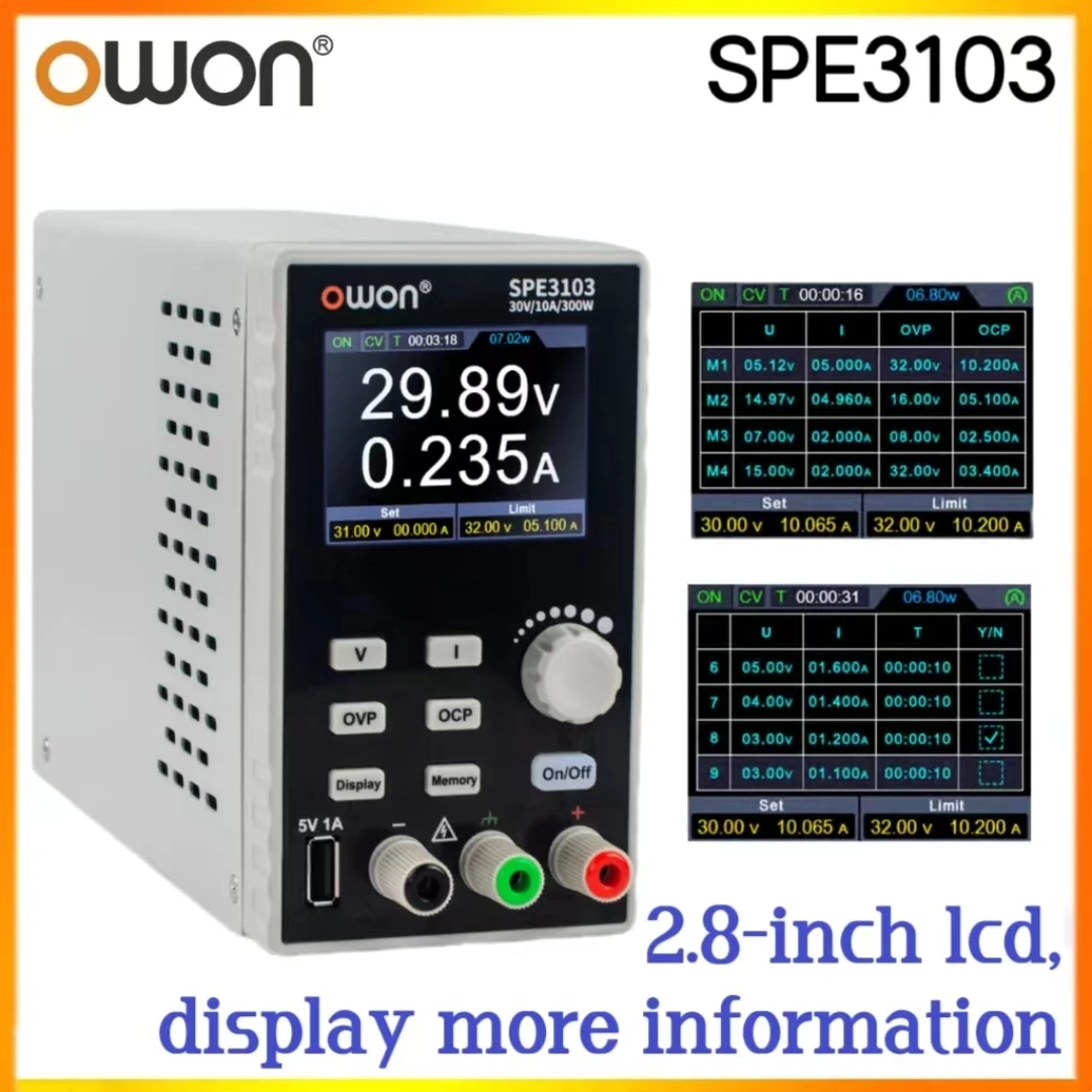 OWON SPE3103 SPE6103 Programmable DC Power Supply Digital Voltage Regulator Switch 2.8 Inch LCD ...