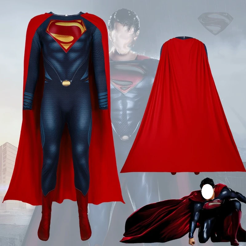 Halloween Superhero Cosplay Costume Super Kryptonian Cos Men of Steel ...