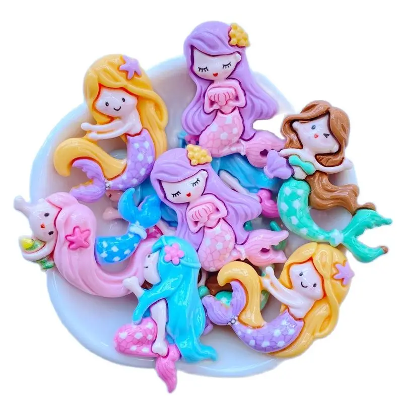 10Pcs New Cute Resin The Mermaid Princess Series Flat Back Fit Phone ...