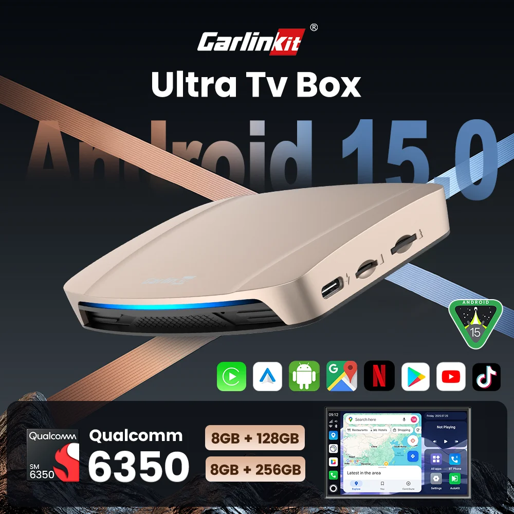 CarlinKit Ultra box Android 15.0 SM6350 Tv Box CarPlay Sem Fio Android ...