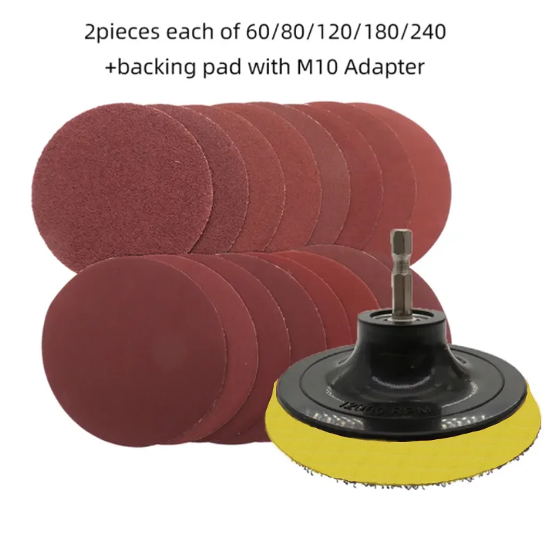 10Pcs-100mm-Sanding-Disc-60-240-Grit-Sandpaper-Buffing-Wheel-Hook-And ...