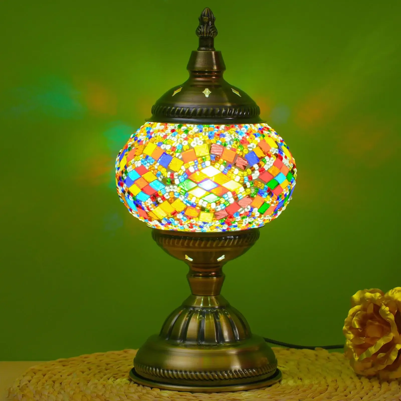 Bohemian-Turkish-Table-Lamp-Stained-Glass-Mosaic-Night-Light-Vintage ...