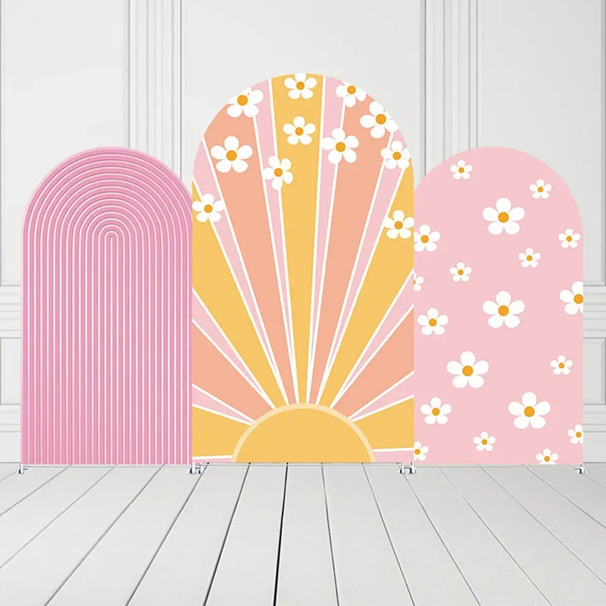 Mehofond Custom 2-Sided Pink Groovy ONE Daisy Floral Girl Birthday Baby ...