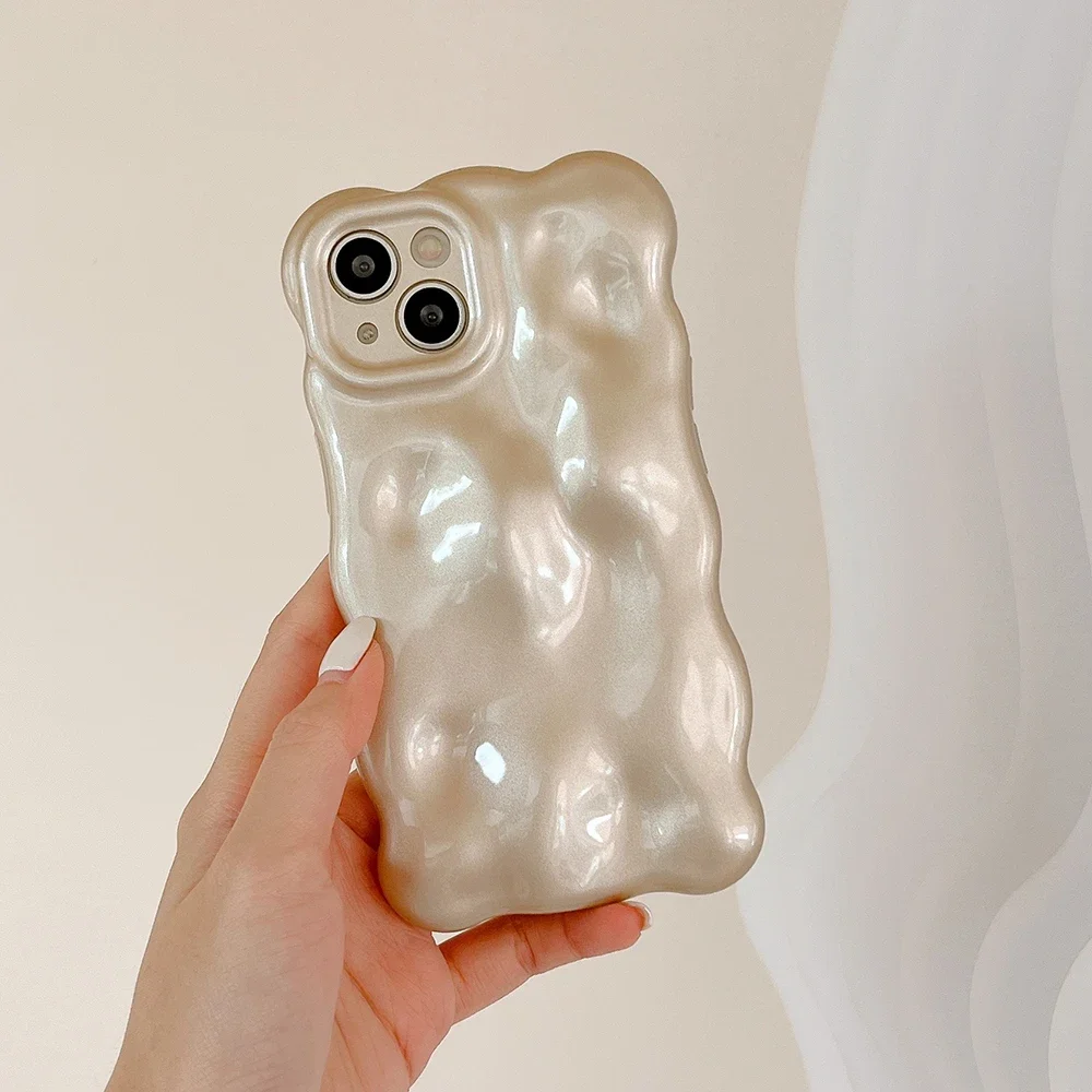 Luxury-Desert-Titanium-3D-Bubble-Wave-Pattern-Golden-Phone-Case-For ...