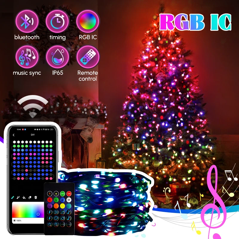 RGBIC-LED-Christmas-String-Lights-Bluetooth-App-Remote-Control-Fairy ...