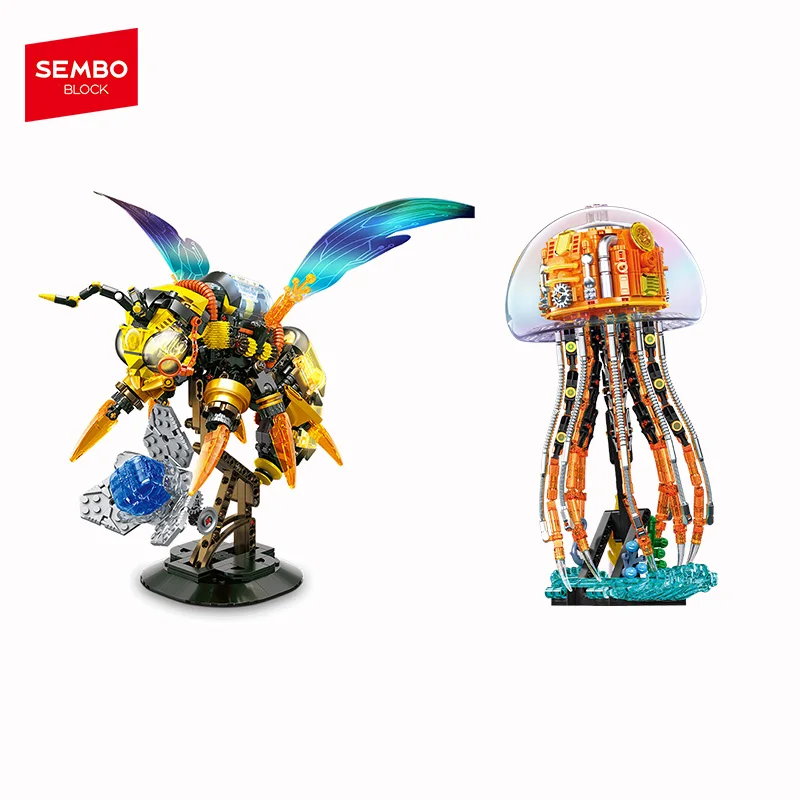 SEMBO BLOCK Mecha Series Building Blocks MOC Glowing Bee Jellyfish ...