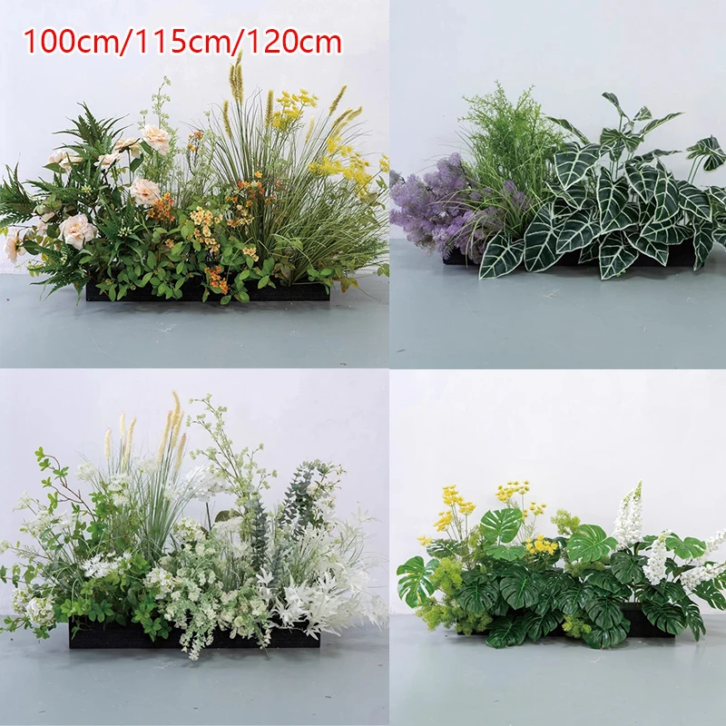 Green Plant Leaf Floor Flower Row Outdoor Wedding Backdrop Decor Flower ...