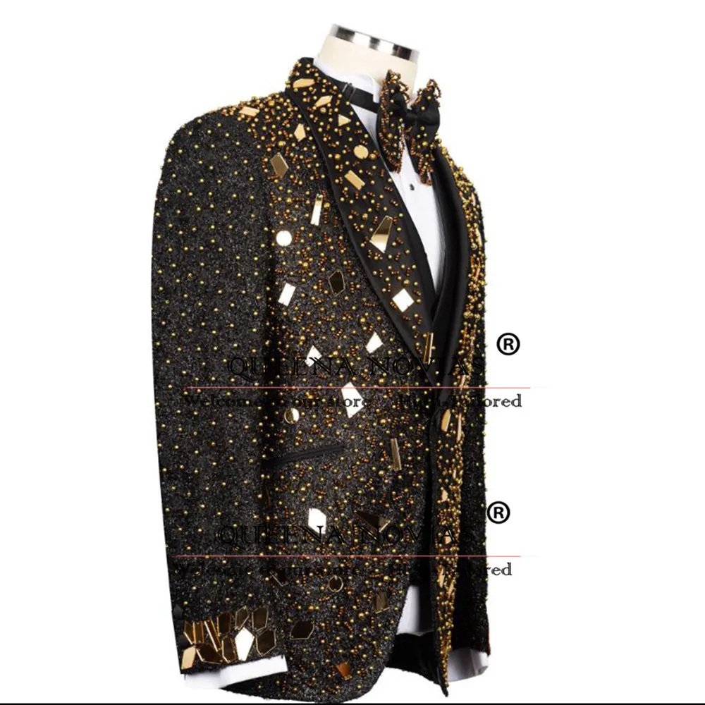 Exquisite Man Reception Suit Sparkly Crystals Beaded Stone Prom Blazer ...