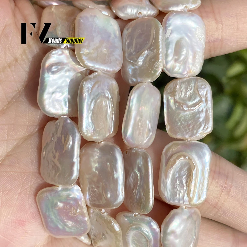14x18mm White Natural Freshwater Square Baroque Pearl Beads Loose ...