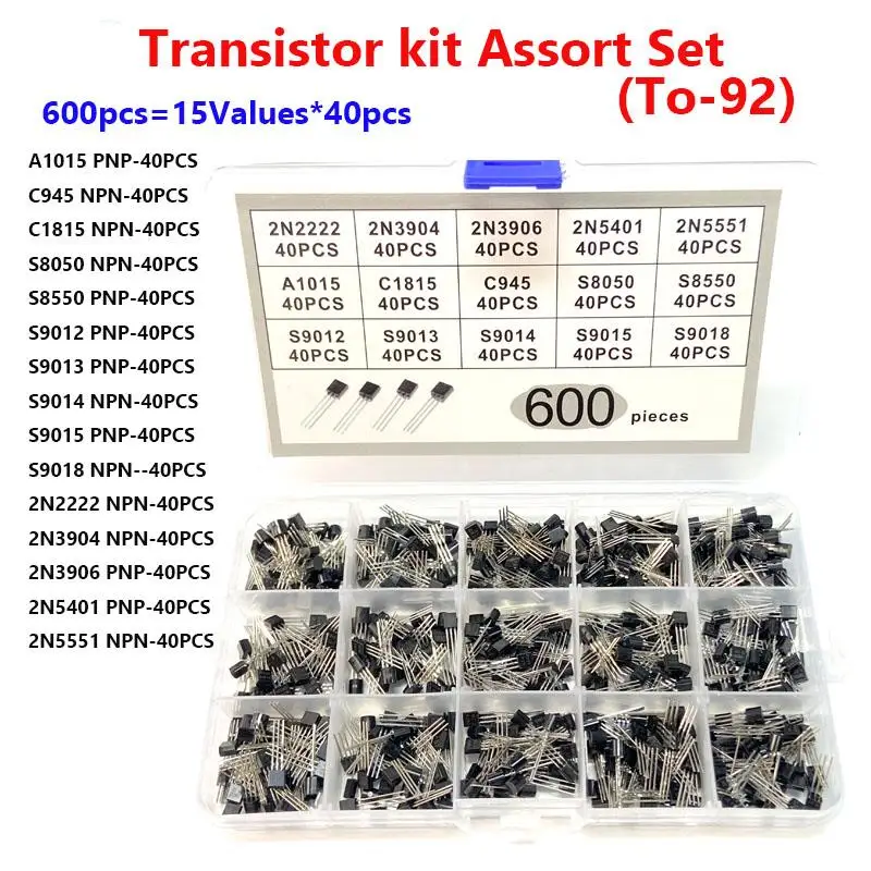 TO-92-Transistor-Kit-Assortment-Box-2222-5551-C945-13001-8050-8550-A42 ...