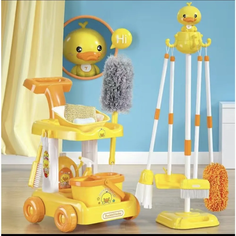 Toddler Cleaning Set Kids Cleaning Carts Toy Set Cute Duck Animal Mop ...