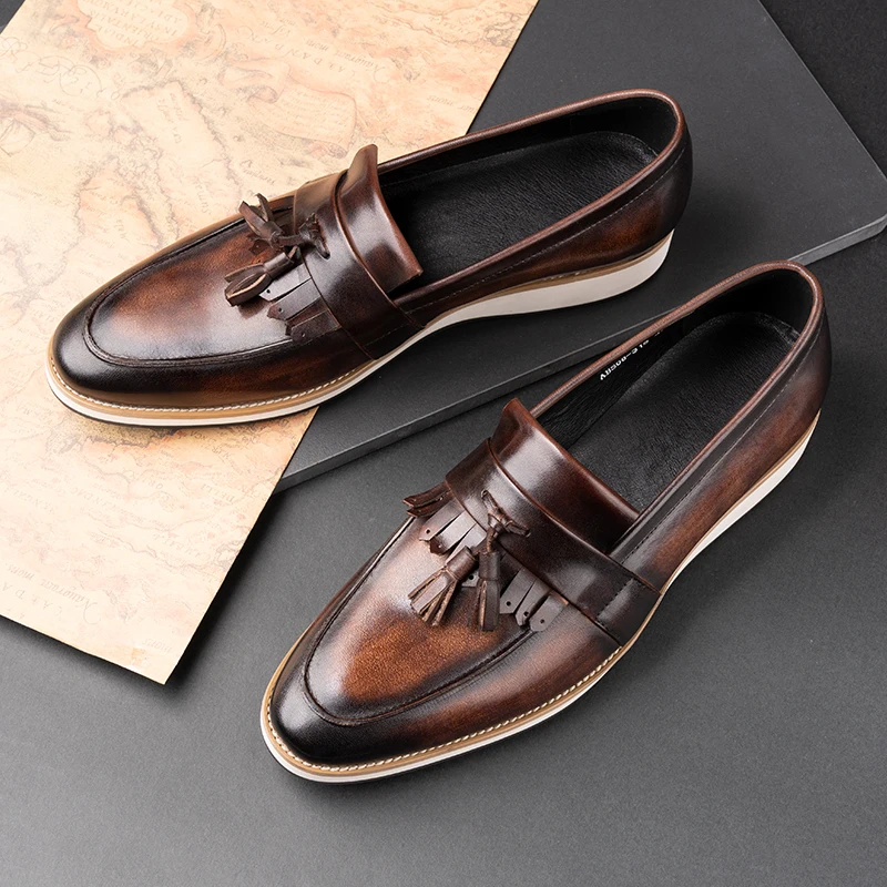 Mocasines-de-cuero-sin-cordones-para-hombre-de-estilo-italiano-Calzado ...
