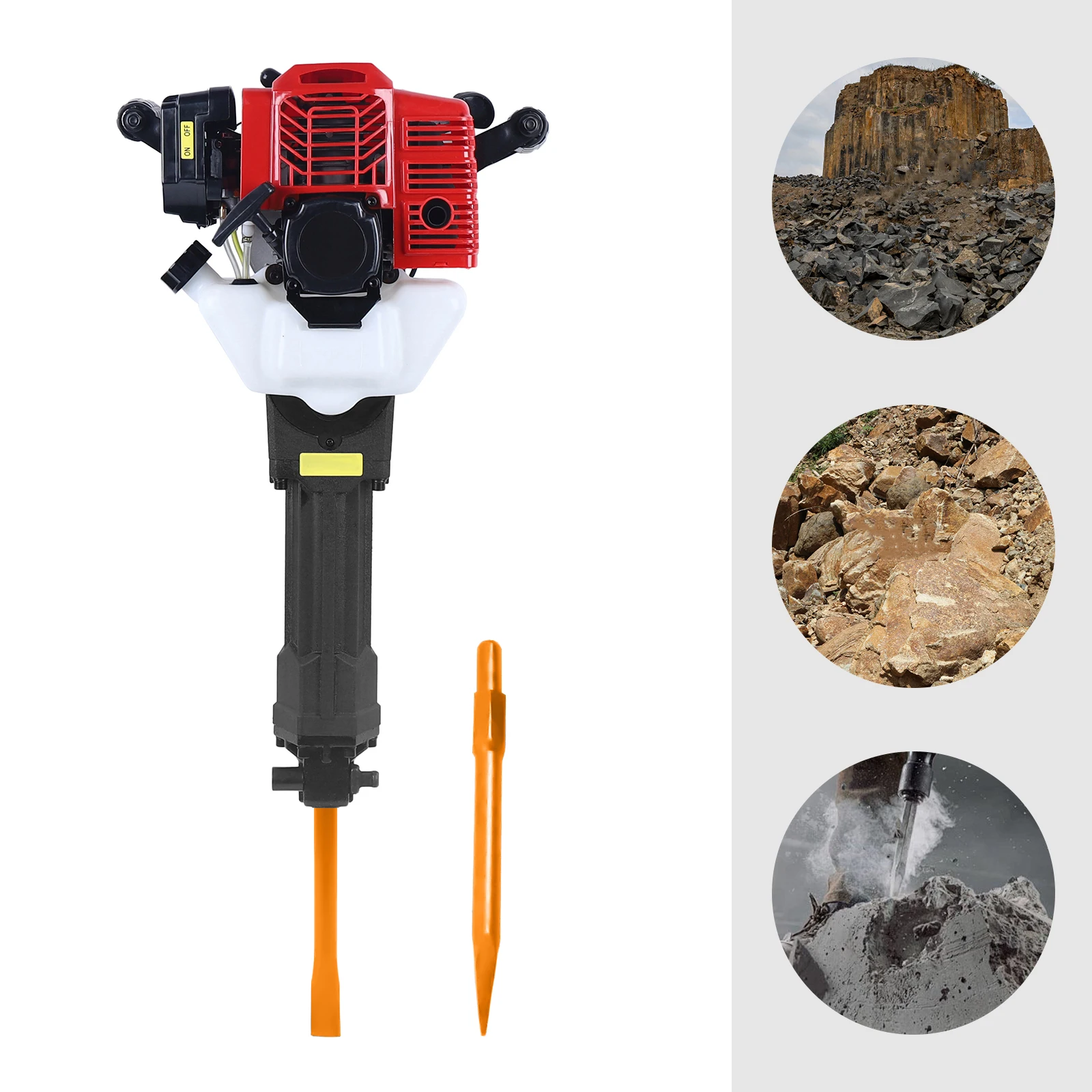 Gas Jack Hammer 52CC 1900W Concrete Breaker Demolition Tool with Point ...