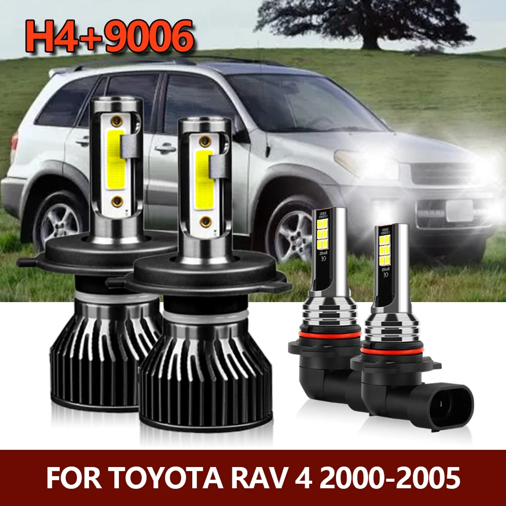 4x LED Headlight Hi/Lo Fog Bulbs H4 9006/HB4 Lights Bright Luces Lamps ...