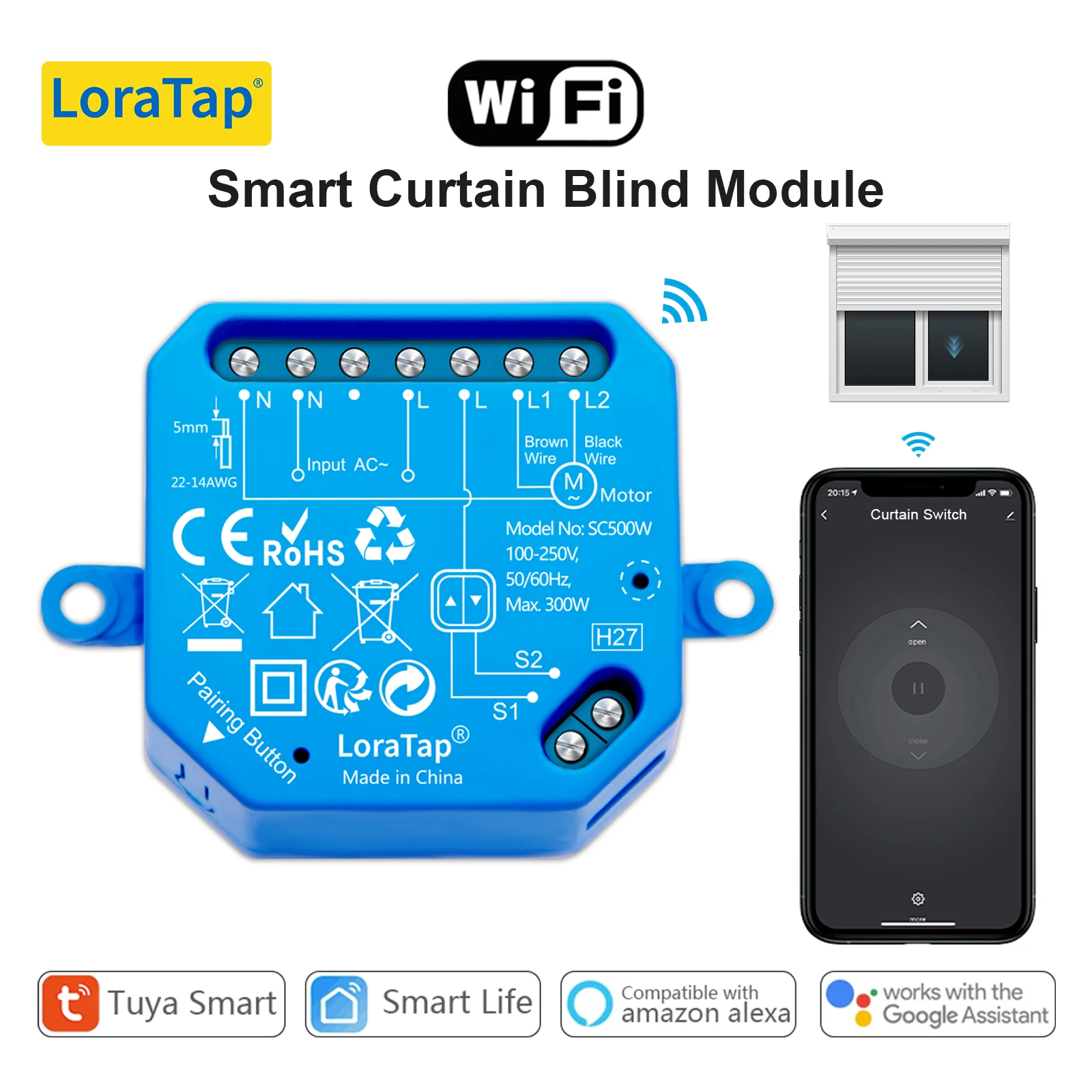 Loratap Tuya Smart Roller Shutter Curtain Blinds Switch Tubular Motor ...