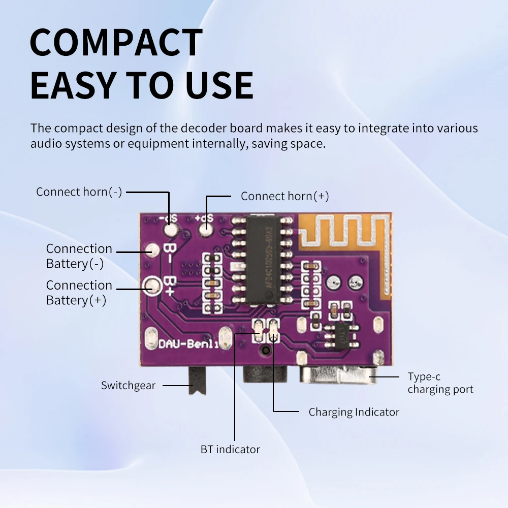 DC3.5V-5V 5W Mono Audio Amplifier Bluetooth Decoder Board Supports TWS ...