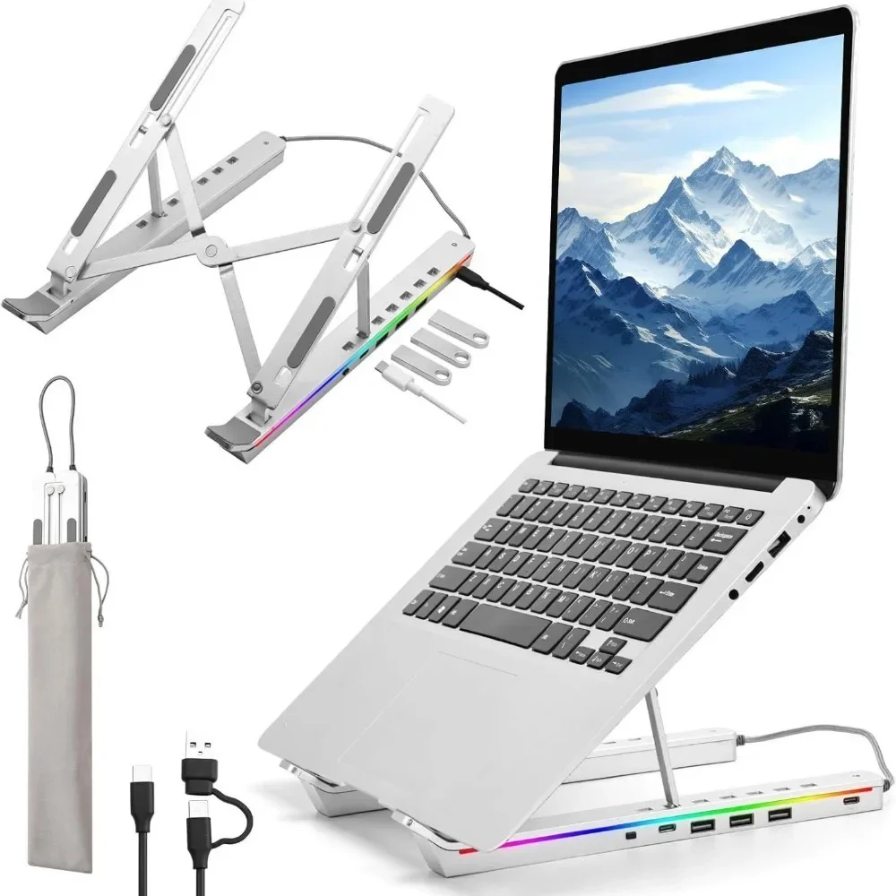 Laptop-stand-with-USB-GRB-aluminum-alloy-luminous-stand-adjustable-heat ...