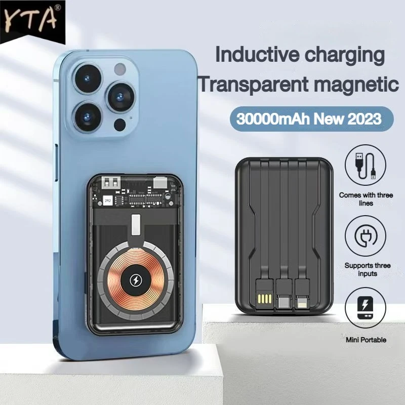30000mAh Magnetic Power Bank Portable External Auxiliary Battery ...