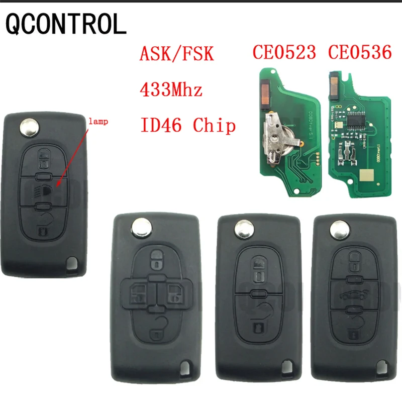 QCONTROL-Chave-Remota-Flip-Parceiro-Peugeot-206-307-308-407-Citroen-C4 ...
