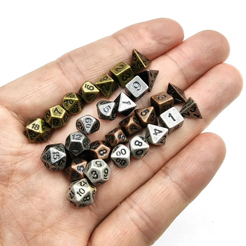7pcs-PCS-Set-Metal-Mini-Archaized-Board-Game-Dice-Set-Polyhedral-Table ...