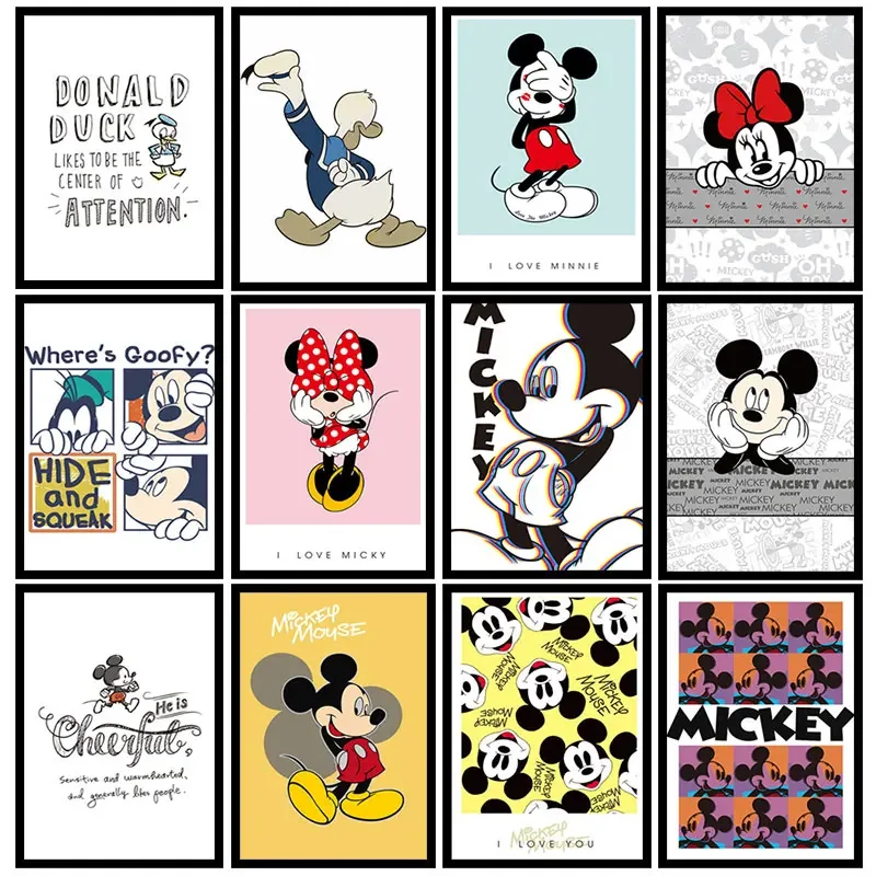 Disney-Cartoon-Mickey-Mouse-Poster-for-Wall-Canvas-Painting-Minnie-Art ...