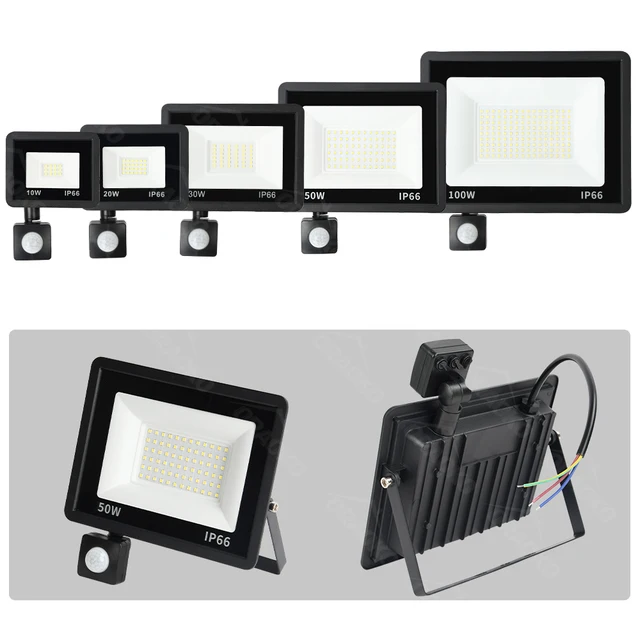 LED-rörelsesensor - strålkastare utomhusvägglampa Vitt ljus 100W 50W ...