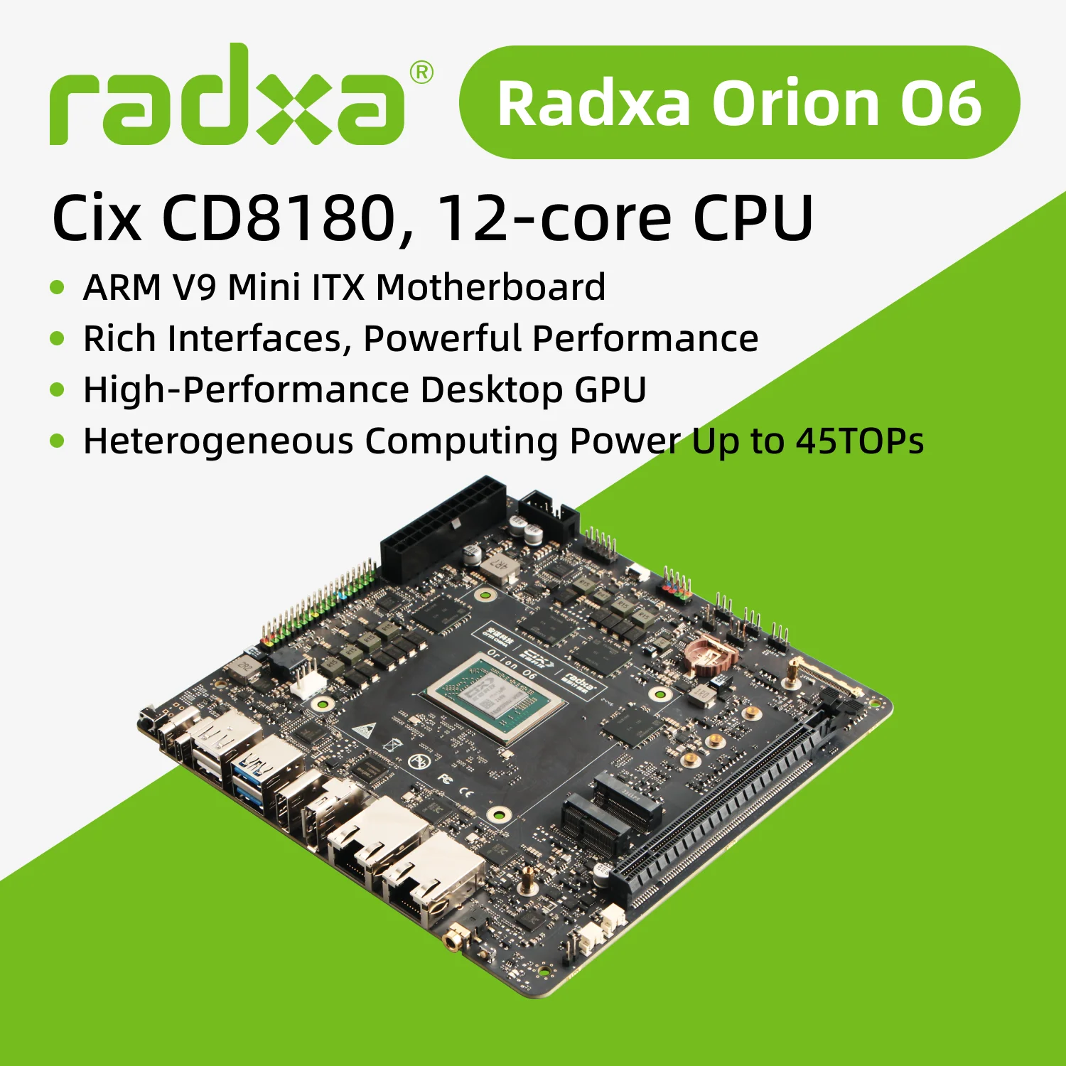 Radxa Orion O6, World's First Open Arm V9 Mini Itx Motherboard, 12-core ...