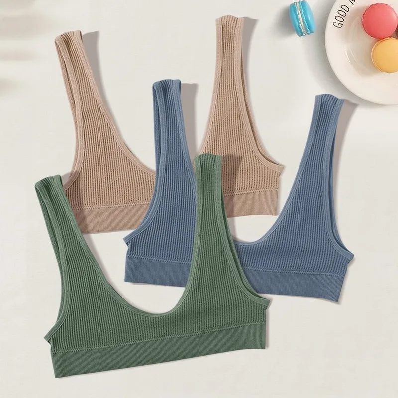 Sexy Seamless Sport Bra Bra Wire Free Rib Brassiere Women's Plunge Bralette Underwear Top Female ...