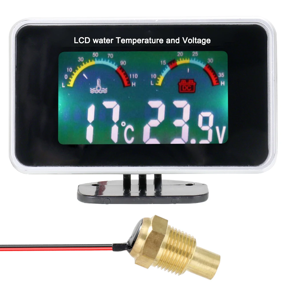 Car-LCD-Digital-Display-Water-Temperature-Meter-Thermometer-Voltmeter ...