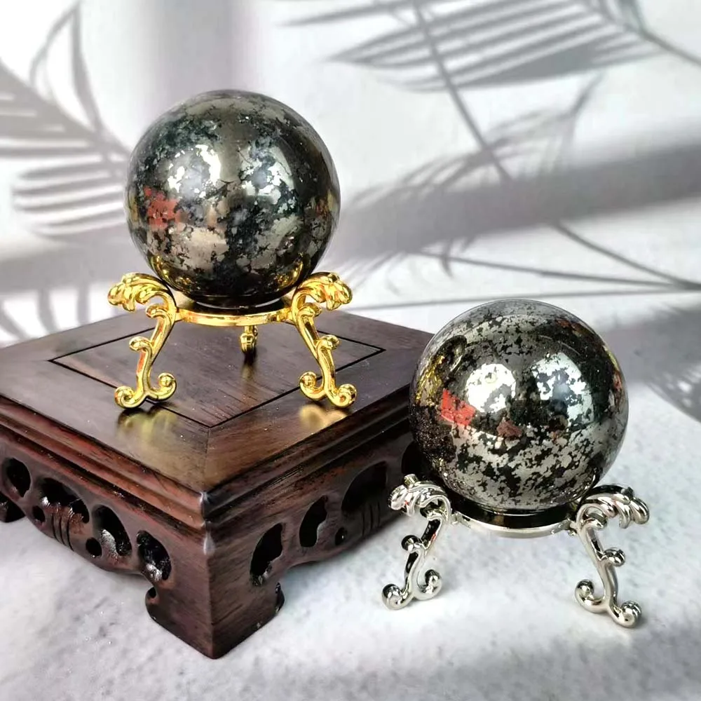 Real Natural Crystal Sphere Golden Iron Pyrite Ball Reiki Stone Ore ...