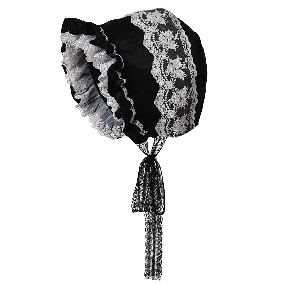 Victorian-Bonnet-Hat-for-Women-Girl-Lolita-Vintage-Ruffles-Pilgrim-Maid ...