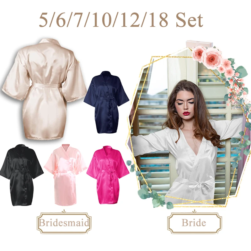 5-18-Pcs-Kimono-Robes-Bridesmaid-Team-Bride-Satin-Silk-Robes-Pajamas ...