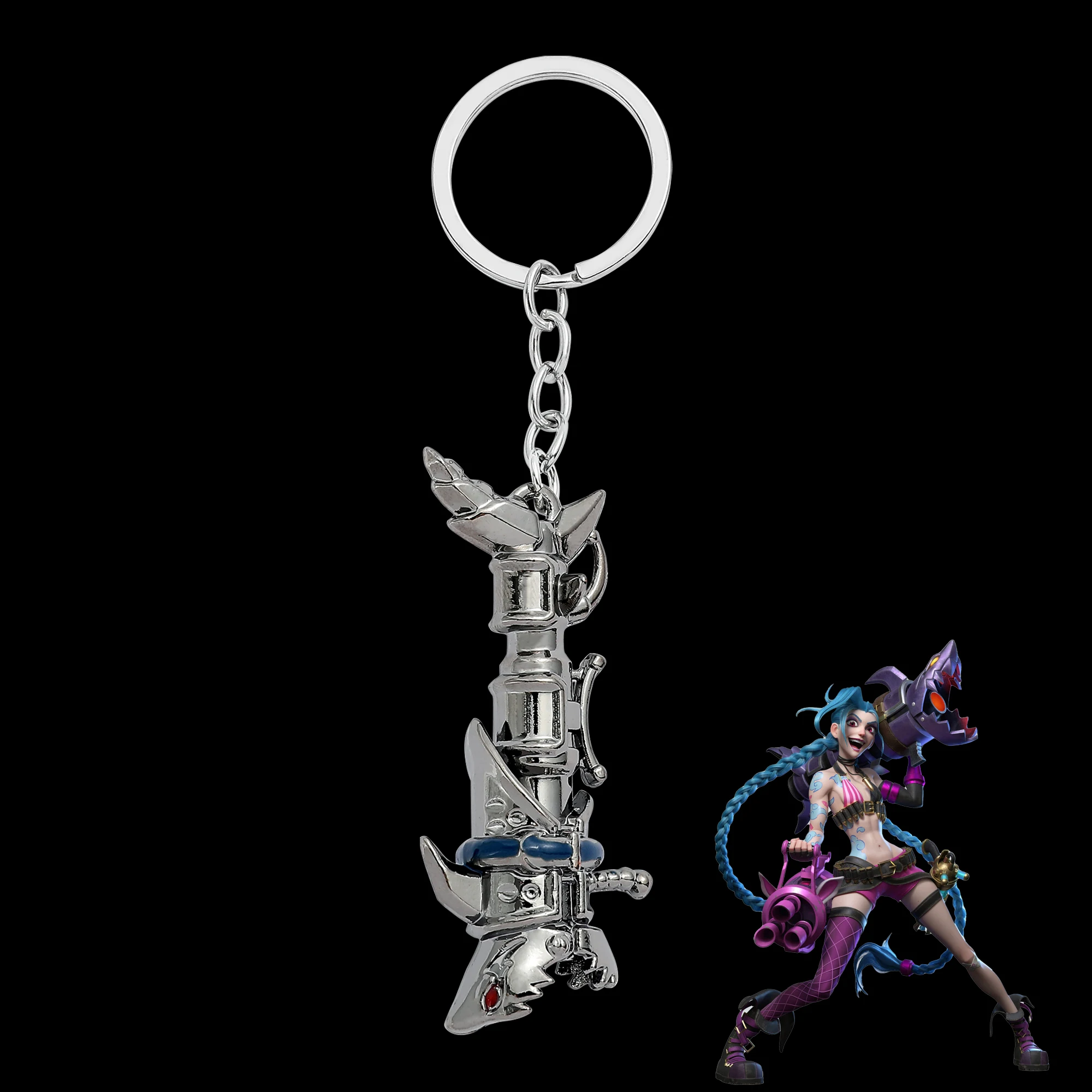 League-of-Legends-Game-Figure-Anime-Arcane-Jinx-Keychain-Shark-Style ...